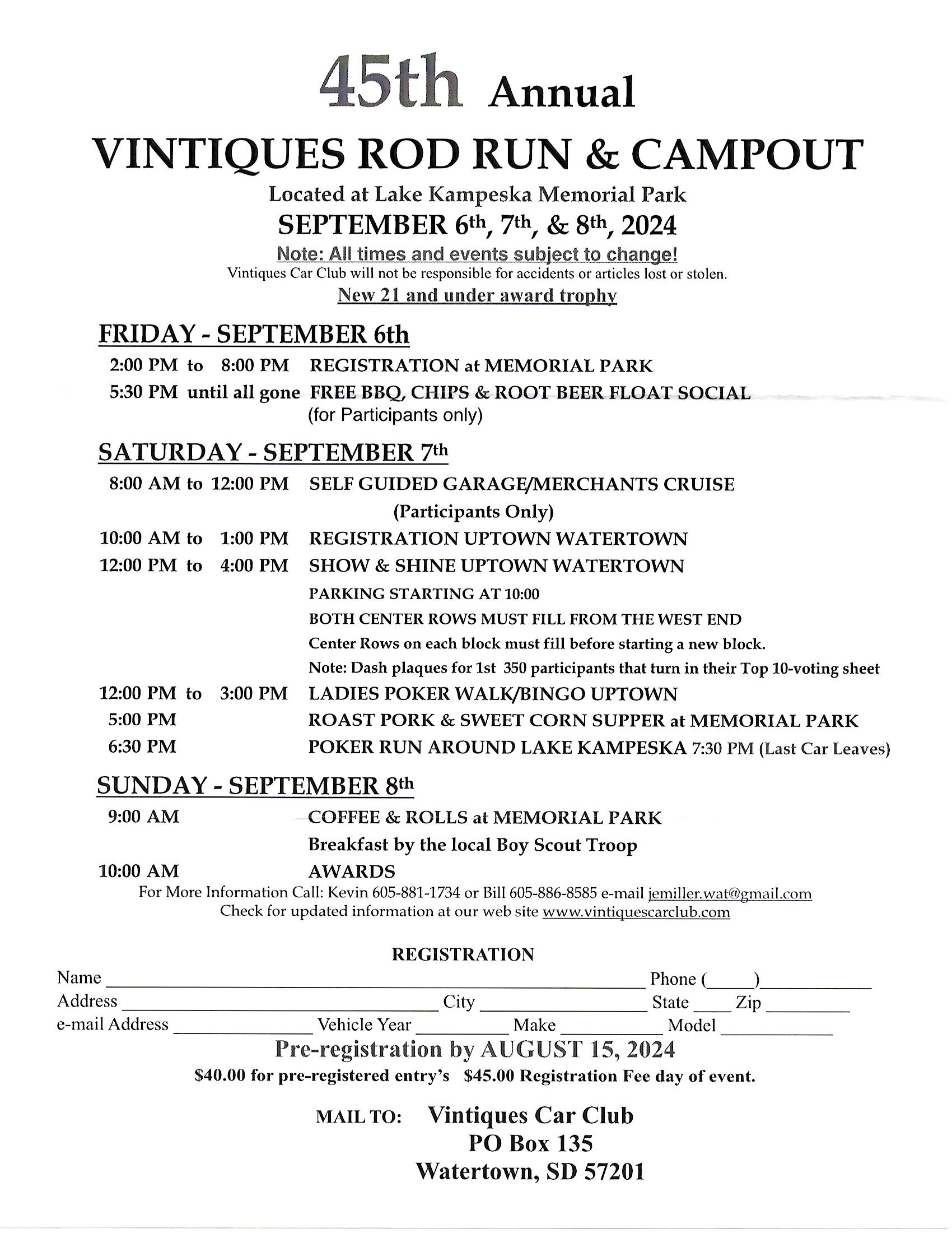 45th Annual Vintiques Rod Run and Campout ~ Watertown, SD ~ September 6 ...